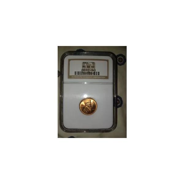 1944 - NGC MS 66 RD - リンカーン 1 セント 1C 小麦未流通コイン