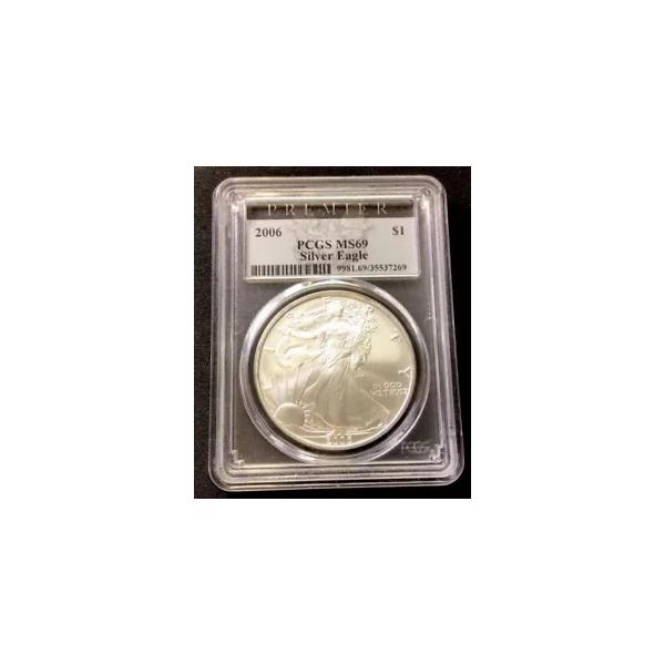 2006 1$ シルバー イーグル プレミア ラベル! PCGS MS69! ENNコイン
