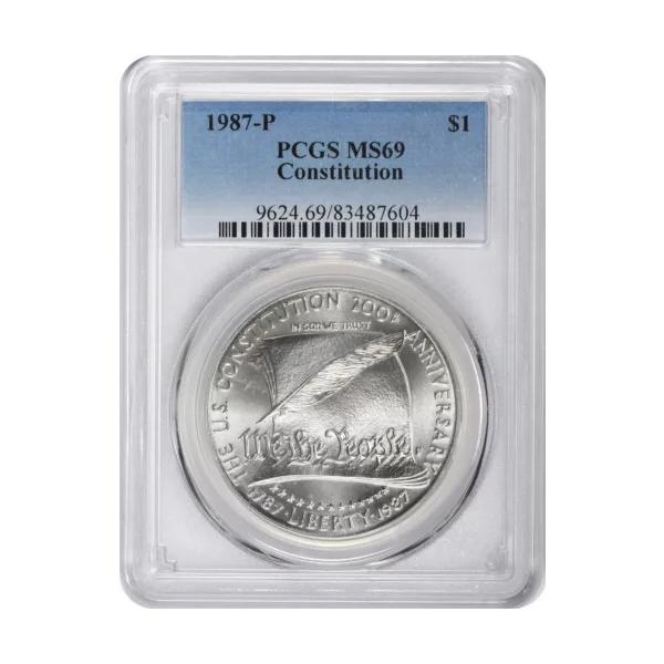 1987-P 憲法銀記念ドル MS69 PCGS 造幣局 69