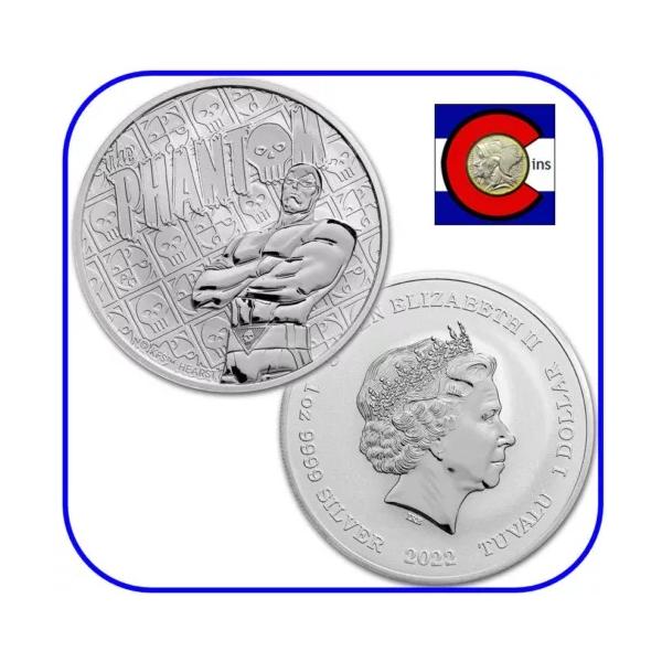 2022 ツバル ファントム 1 オンス 0.9999 シルバー コイン、ミント カプセル入り