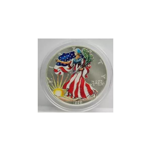 ランダム アメリカン イーグル シルバー ダラー カラー化 0.999 1ozt
