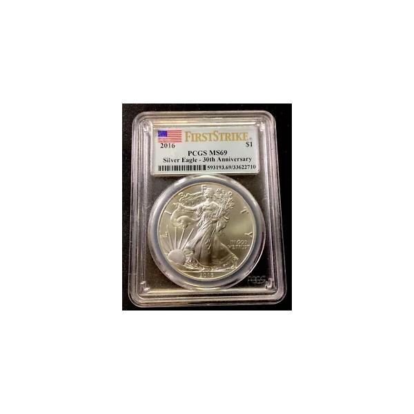 2016年 シルバーイーグル30周年記念ファーストストライク！ PCGS MS69! ENNコイン