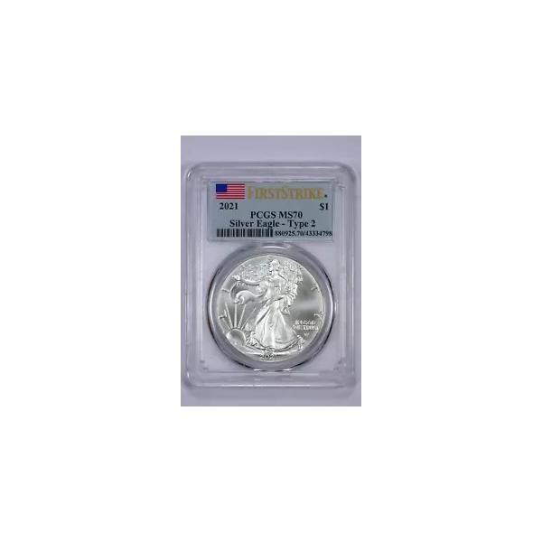2021 $1 シルバー イーグル タイプ 2 PCGS MS70 ファースト ストライク - 4 # 43334798