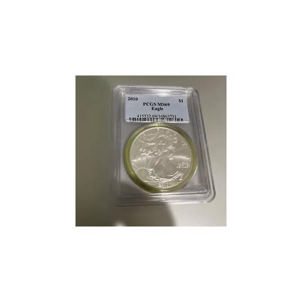 2010 $1 米国 アメリカン シルバー イーグル コイン PCGS MS 69 明るい白色光沢