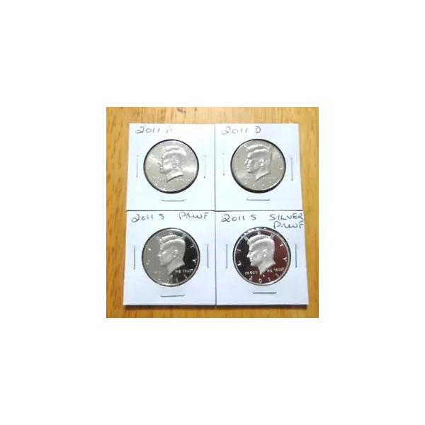 2011 P D S S シルバー &amp; クラッド プルーフ ケネディ ハーフダラー 4 コイン ロット セット PDSS