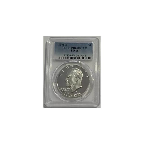 1976 S $1 PCGS PR69 DCAM プルーフ 40% シルバー バイセンテニアル アイゼンハワー ドル ブルー LB