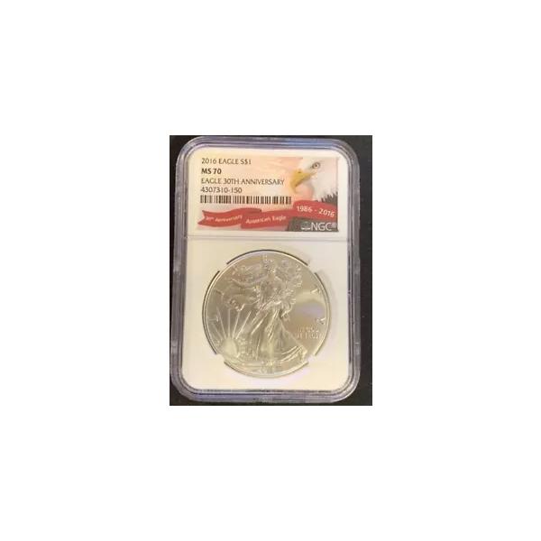 2016 シルバー イーグル $1 NGC MS70 30 周年記念 - 他のオークションを見る 4 個以上 シルバー