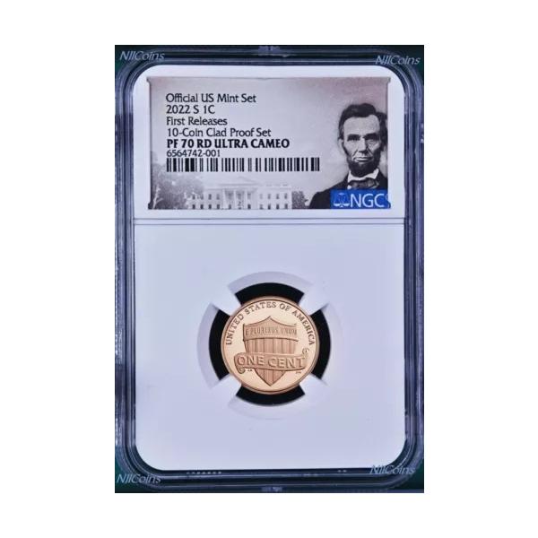 2022 S US ミント 10 コイン プルーフ セット バージョン リンカーン セント ペニー NGC PF70 RD FR