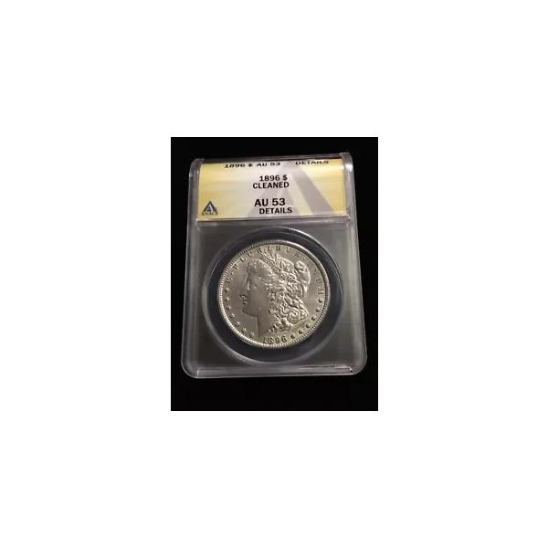 1896 ANACS AU 53 モーガン シルバー ダラー 1 ドル コイン **クリーニング済み**