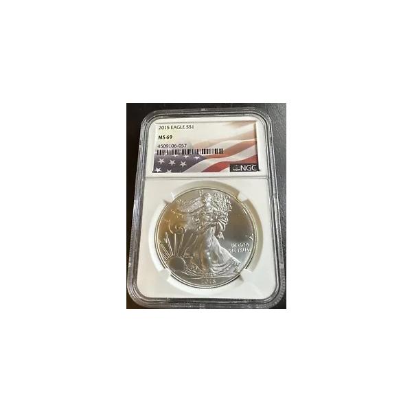 2015 シルバー イーグル コイン $1 NGC MS69 アメリカ国旗ラベル