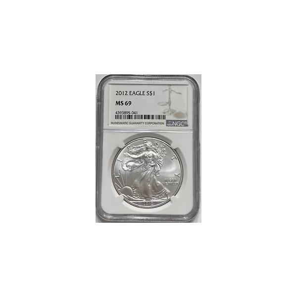 アメリカン シルバー イーグル 2012 NGC MS69 未流通 1オンス .999 ファイン $1 コイン #300