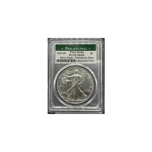 2020-P $1 アメリカン シルバー イーグル PCGS MS69 がフィラデルフィア造幣局で発見