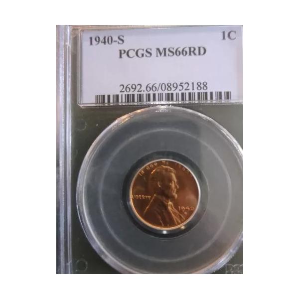 1940-S RED PCGS MS-66 リンカーン BU コイン未流通セント