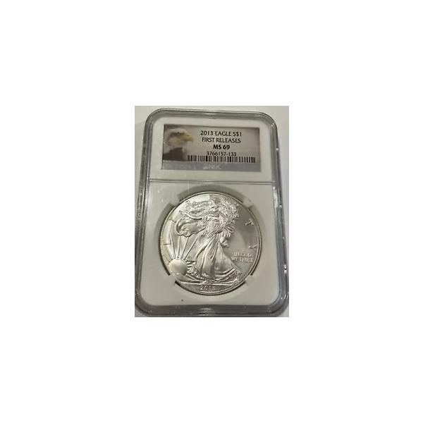 2013 $1 アメリカン シルバー イーグル NGC MS69 ファースト リリース、ハクトウ イーグル ラベル #2