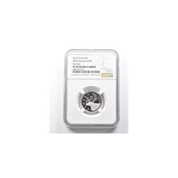 2022 カナダ 25 セント シルバー プルーフ セット カリブー PF69 UCAM NGC *9917