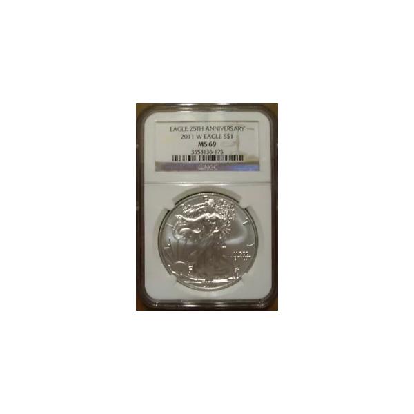 2011-W $1 バーニッシュ アメリカン シルバー イーグル NGC MS69