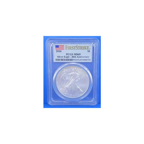 2016 MS69 シルバー イーグル US コイン - PCGS 認定 30 周年記念ファースト ストライク