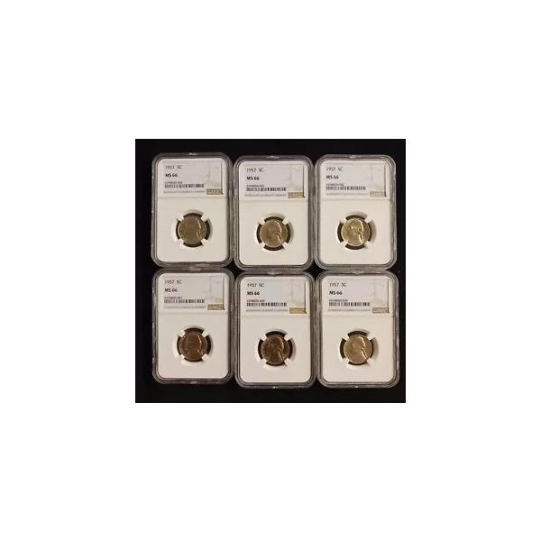 1957 NGC MS66 ジェファーソン ニッケル コイン