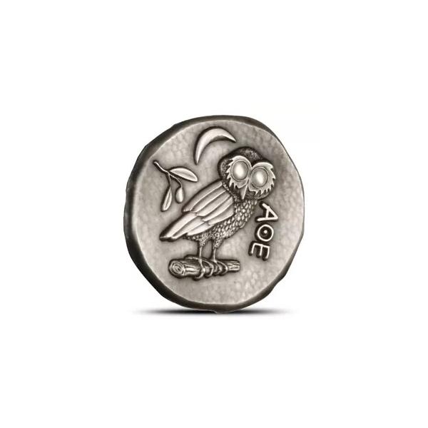 1 オンス SilverTowne アテナ フクロウ シルバー コイン (新品、レザー ポーチ)