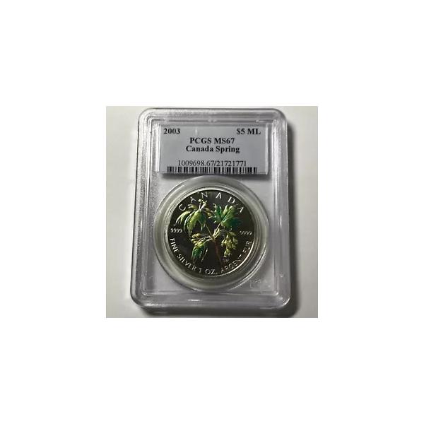 2003 PCGS MS67 カナダ 春 $5 シルバー [A3]