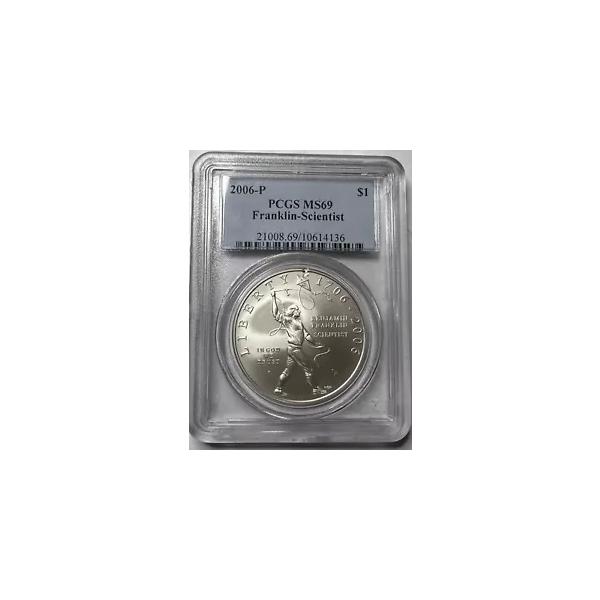 2006-P フランクリン科学者記念 1 ドル銀貨、PCGS MS69