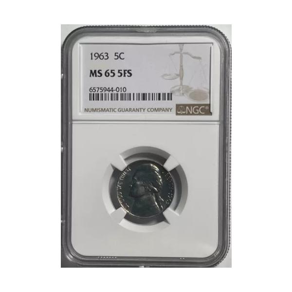 1963 ジェファーソン ニッケル (#16052) NGC MS65 5FS ナイス コイン。新鮮なホルダー。
