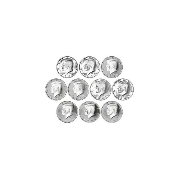 1990-1999 S ケネディ ハーフダラー ジェム DCam プルーフ ラン 10 コイン セット CN-Clad 米国造幣局