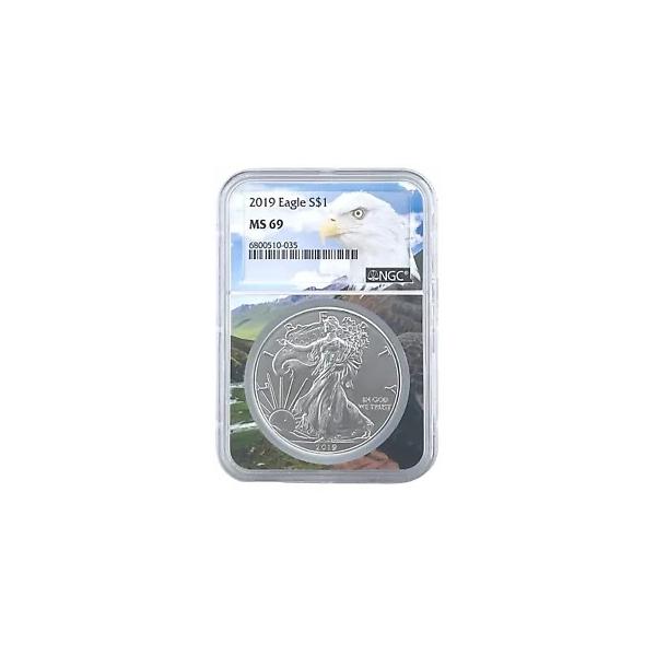 2019 1オンス シルバー アメリカン イーグル NGC MS69 - イーグル コア - POP 50