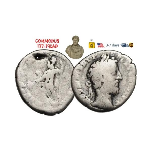 古代ローマ帝国 コイン シルバー デナリウス COMMODUS 177 - 192 AD 本物 #31920