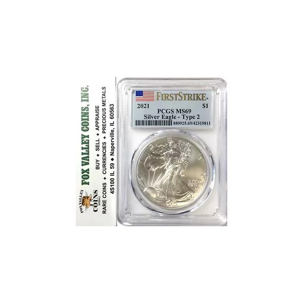 2021 アメリカン シルバー イーグル TYPE-2 PCGS MS69 ファースト ストライク!