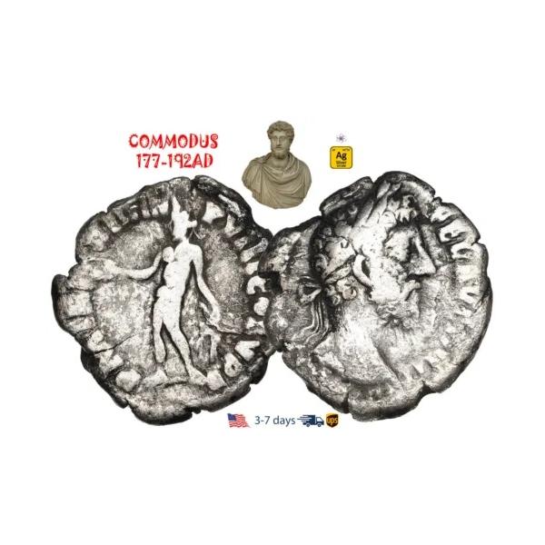 古代ローマ帝国 コイン シルバー デナリウス COMMODUS 177 - 192 AD 本物 #23404