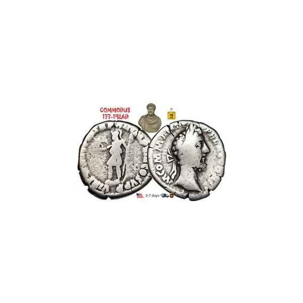 古代ローマ帝国 コイン シルバー デナリウス COMMODUS 177 - 192 AD 本物 #23004