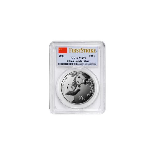 2023 10 元銀中国パンダ PCGS MS69 FS 中国国旗ラベル