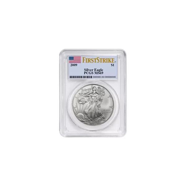 2009 $1 アメリカン シルバー イーグル PCGS MS69 FS フラグ ラベル