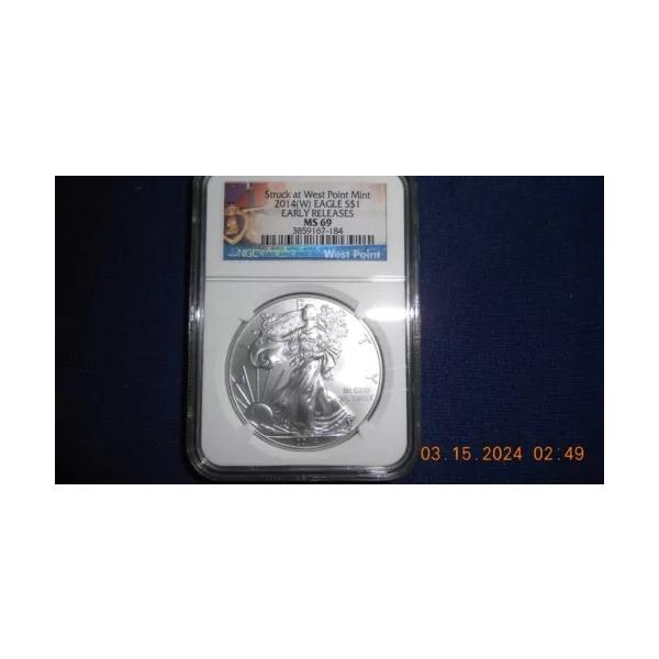 2014W アメリカン シルバー イーグル 1 オンス シルバー ダラー コイン MS69 NGC 初期リリース