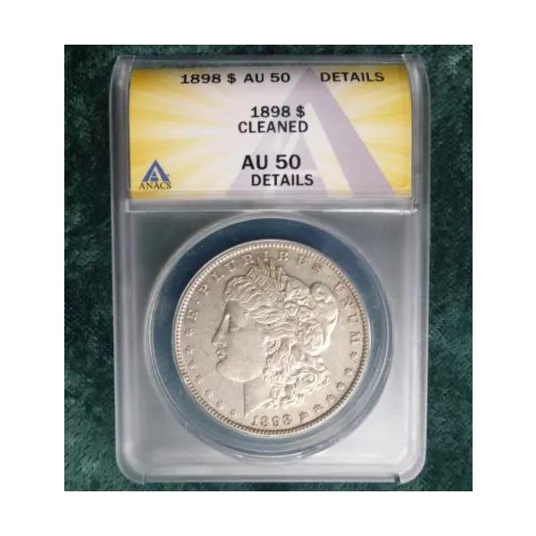1898 ANACS AU 50 詳細 モーガン シルバー ダラー、アメリカ合衆国 $1 コイン