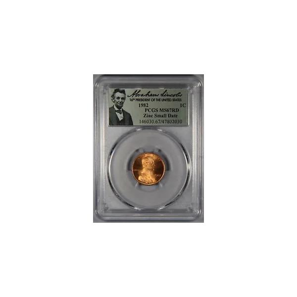 1982 リンカーン記念館 セント ペニー PCGS MS67 RD ジンク スモール デイト