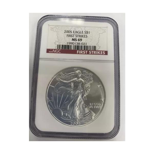 2005 アメリカン シルバー イーグル 〜 NGC MS69 〜 ファースト ストライク 〜 FIRST STRIKES RED LABEL