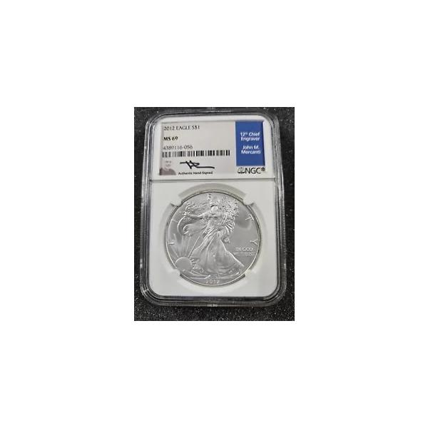 ?? 2012 シルバー アメリカン イーグル $1 ドル コイン NGC MS69 ジョン メルカンティ サイン入り