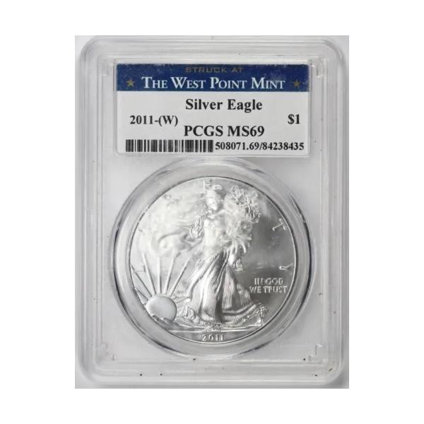 2011-(W) シルバー アメリカン イーグル PCGS MS69 SAE ASE (コインではなくケースに曇り) $1