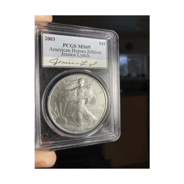 2003 PCGS MS69 アメリカン ヒーローズ ジェシカ リンチ $1 アメリカン イーグル 999 シルバー コイン
