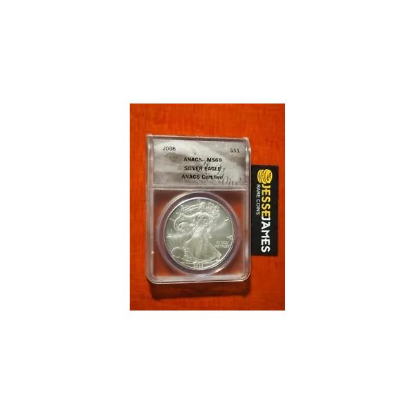 2008 $1 アメリカン シルバー イーグル ANACS MS69