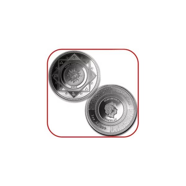 2020 Tokelau Vivat Humanitas $5 1 オンス ファイン シルバー BU コイン ラウンド - プレスバーグ造幣局