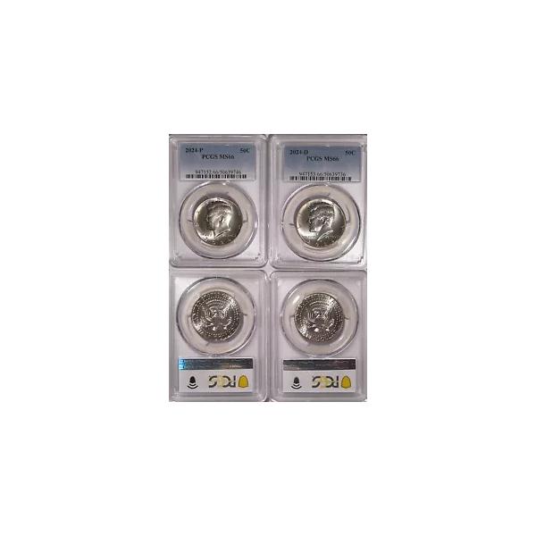 2024 P&amp;D ケネディ ハーフダラー 2 コイン セット 50c PCGS MS66