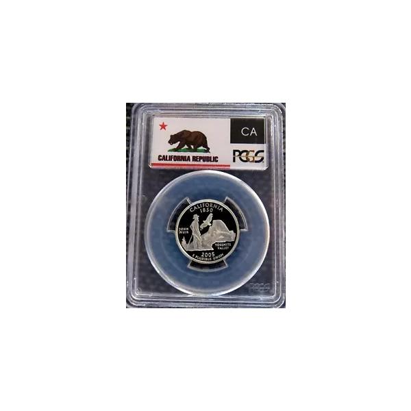 2005-S 25c カリフォルニア シルバー 州旗ラベル クォーター プルーフ コイン PCGS PR70DCAM
