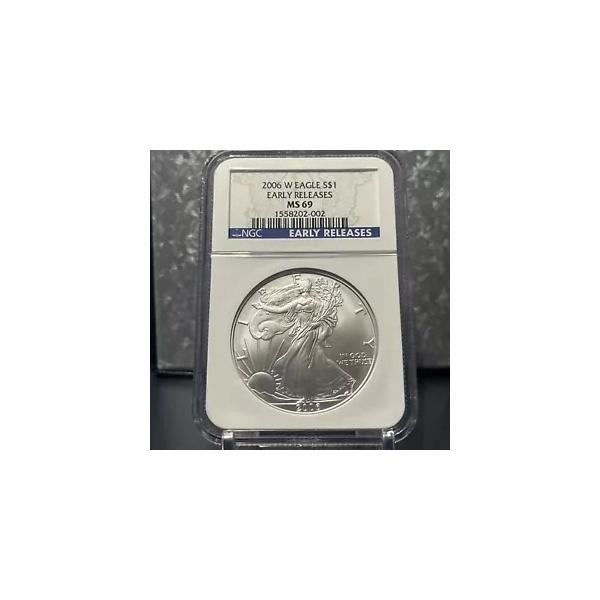 2006 $1 アメリカン シルバー イーグル NGC MS69 初期リリース ブルー ラベル