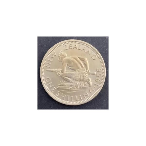 ニュージーランド QEII 1956 シリング銀貨 - Unc