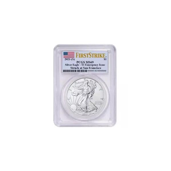 2021 (S) $1 アメリカン シルバー イーグル PCGS MS69 緊急発行 FS フラグ ラベル