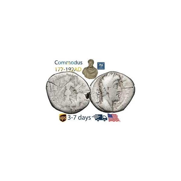 古代ローマ帝国 コイン シルバー デナリウス COMMODUS 177 - 192 AD 本物 #21093