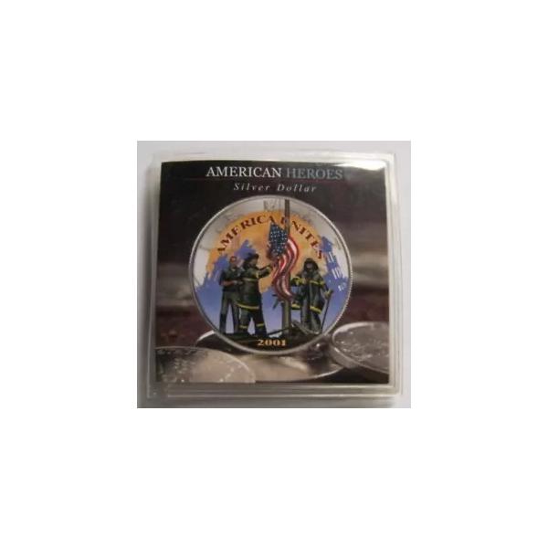 2001 9/11 ヒーローズ COLORIZED AMERICAN SILVER EAGLE w/COA ~両面強化~